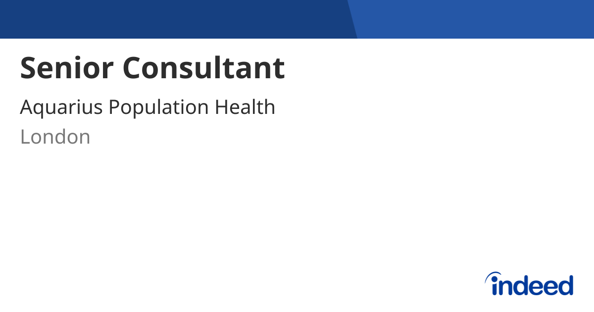 Senior Consultant - London N7 9AH - Indeed.com