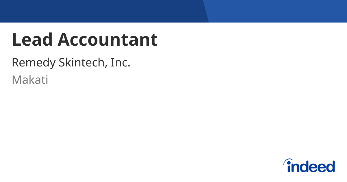 Lead Accountant - Makati - Indeed.com