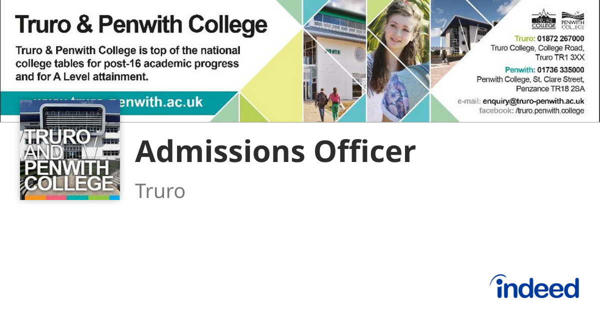 Admissions Officer - Truro - Indeed.com