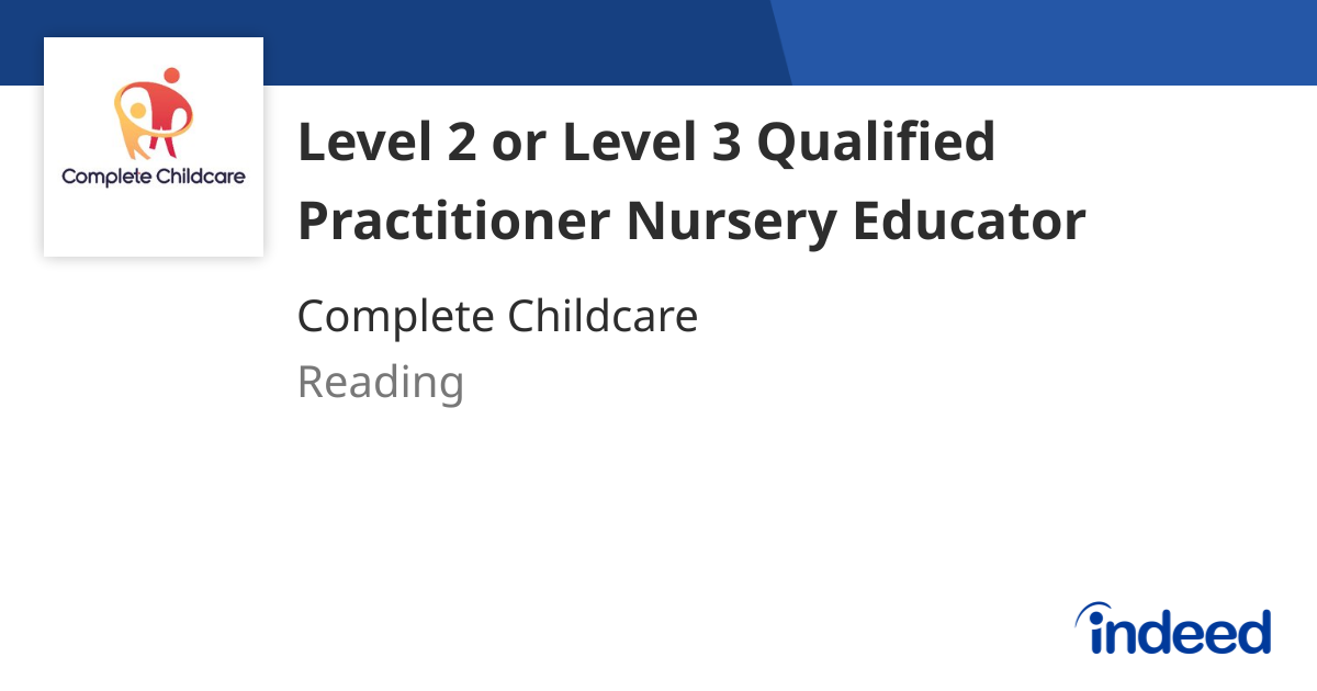 Level 2 or Level 3 Qualified Practitioner Nursery Educator - Reading ...