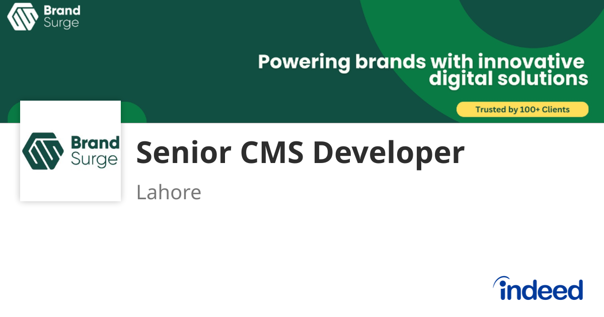 Senior CMS Developer - Lahore - Indeed.com