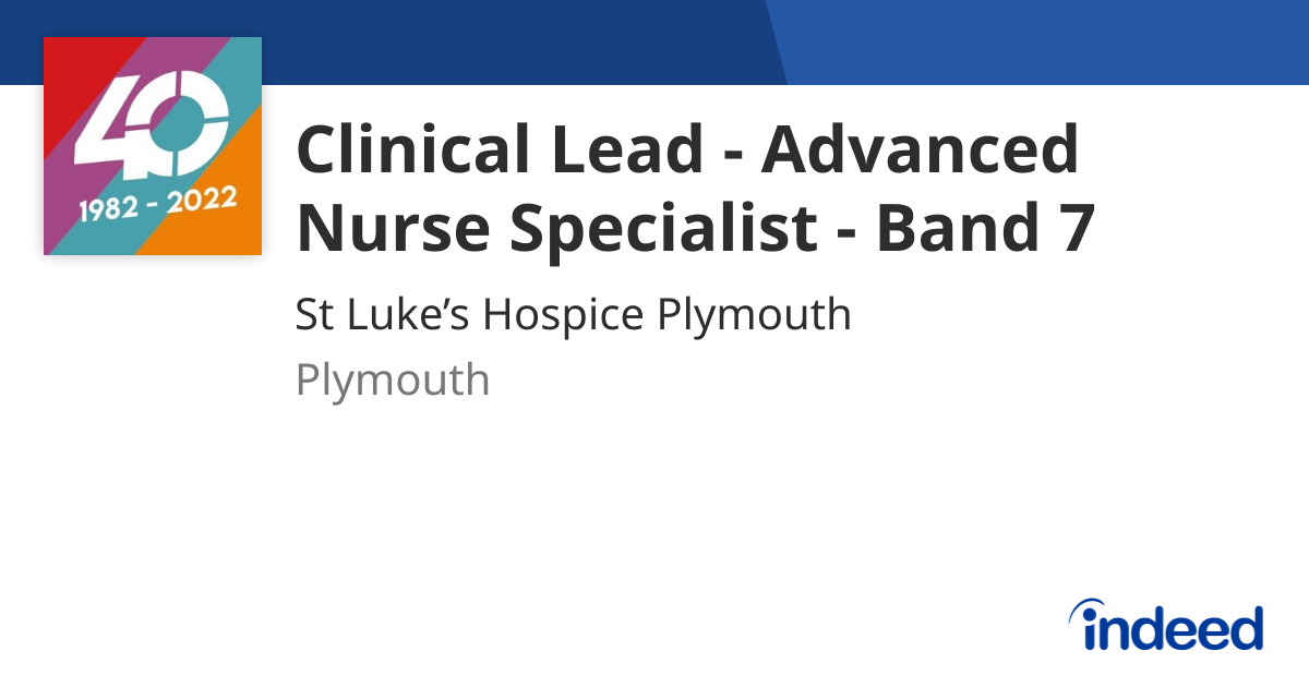 Clinical Lead - Advanced Nurse Specialist - Band 7 - Plymouth PL9 9XA ...