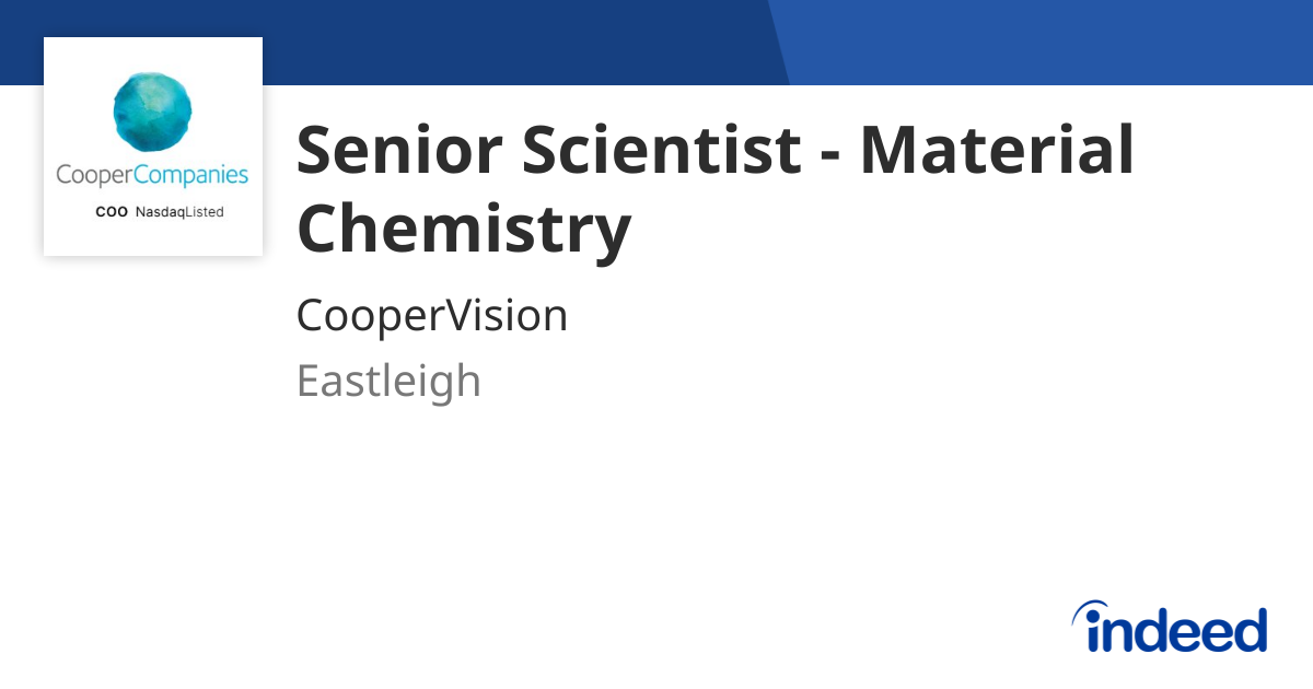 Senior Scientist - Material Chemistry - Eastleigh - Indeed.com