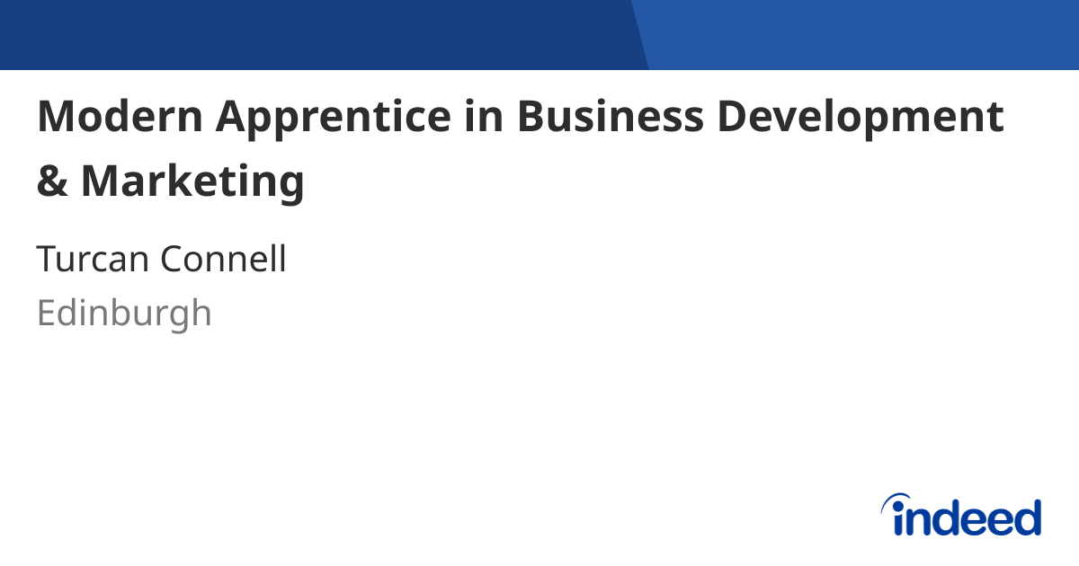 Modern Apprentice in Business Development & Marketing - Edinburgh ...