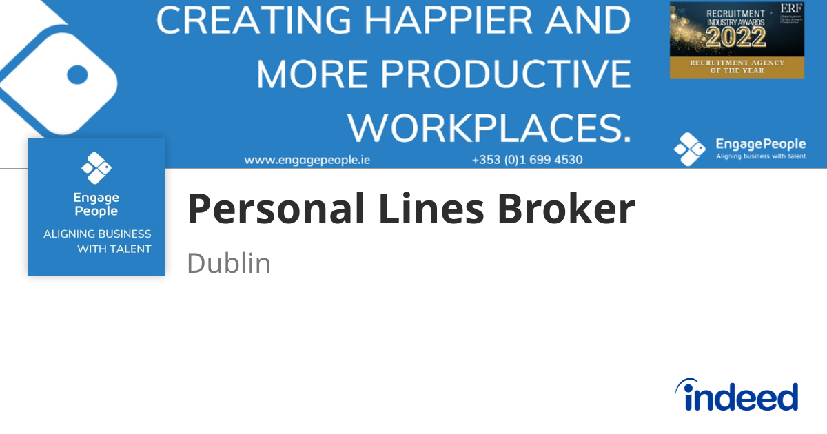 Personal Lines Broker - Dublin, County Dublin - Indeed.com