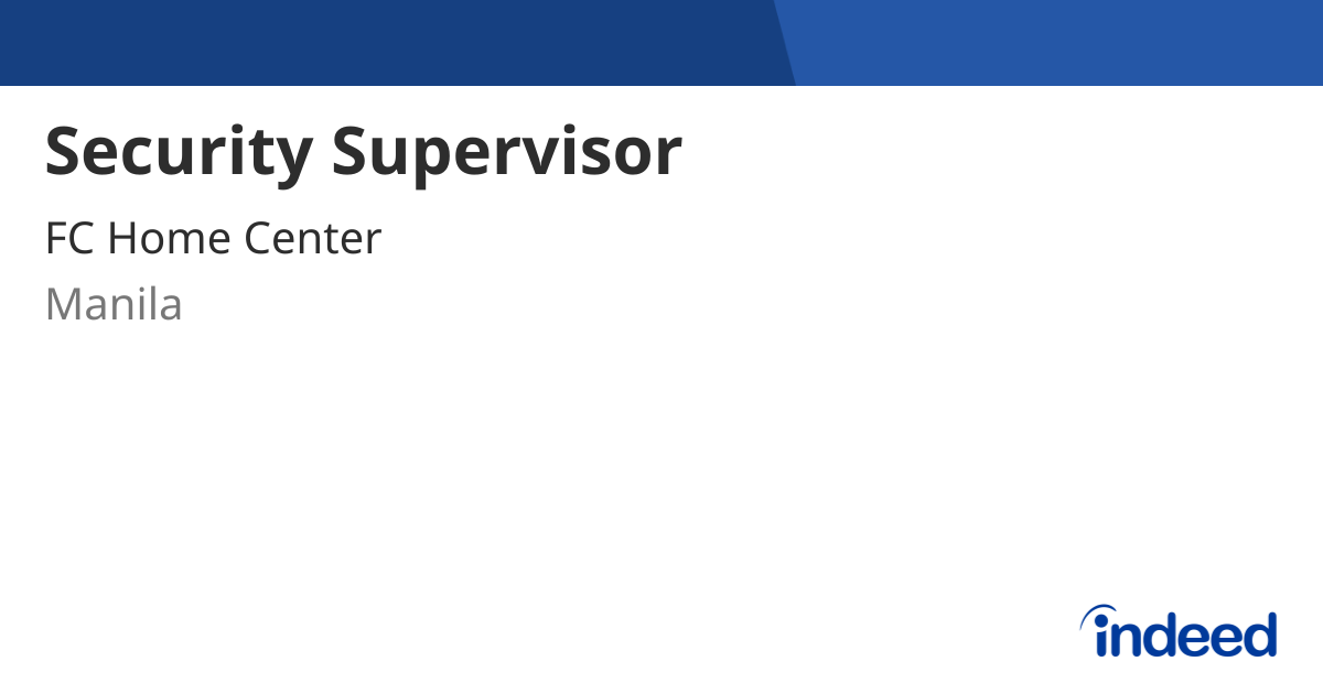 Security Supervisor - Manila - Indeed.com