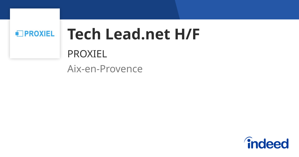 Tech Lead.net H/F - 13090 Aix-en-Provence - Indeed.com