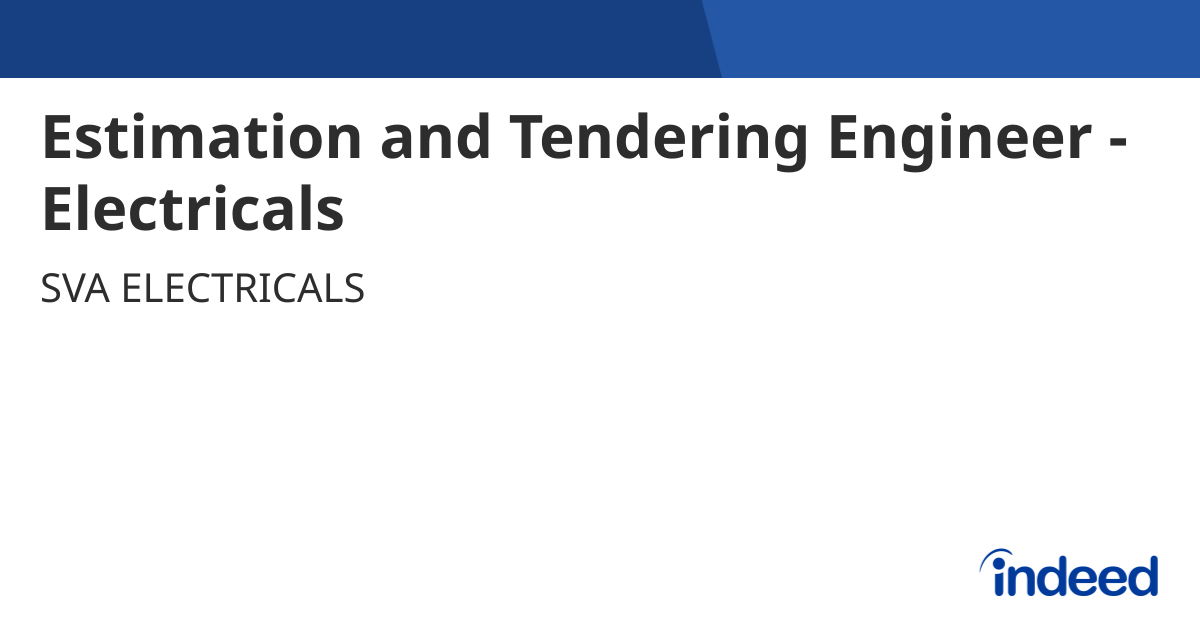 Estimation and Tendering Engineer - Electricals - Pashan, Pune ...
