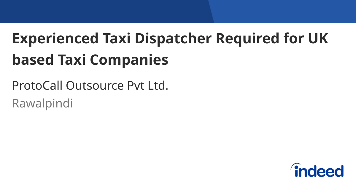 Experienced Taxi Dispatcher Required for UK based Taxi Companies ...