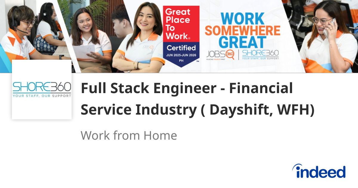 Full Stack Engineer - Financial Service Industry ( Dayshift, WFH) - Work from Home - Indeed.com