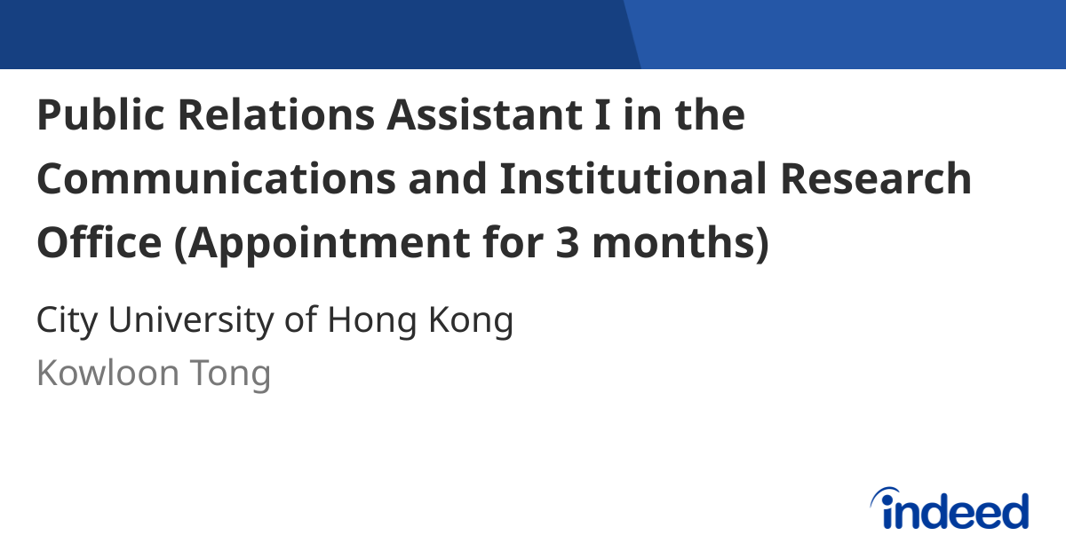 Public Relations Assistant I in the Communications and Institutional ...