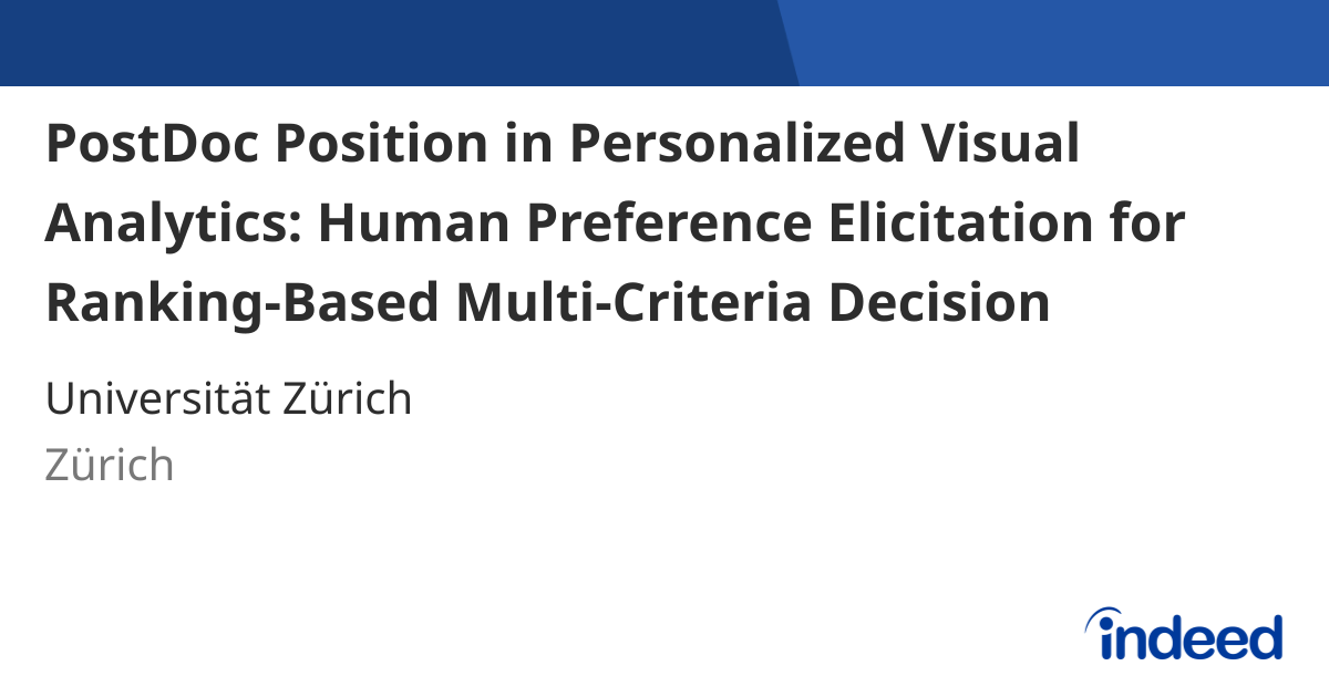 PostDoc Position in Personalized Visual Analytics: Human Preference ...