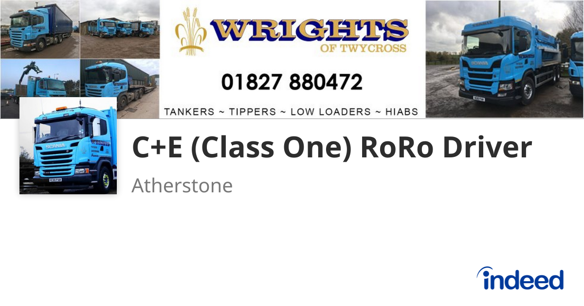 C+E (Class One) RoRo Driver - Atherstone CV9 3PP - Indeed.com