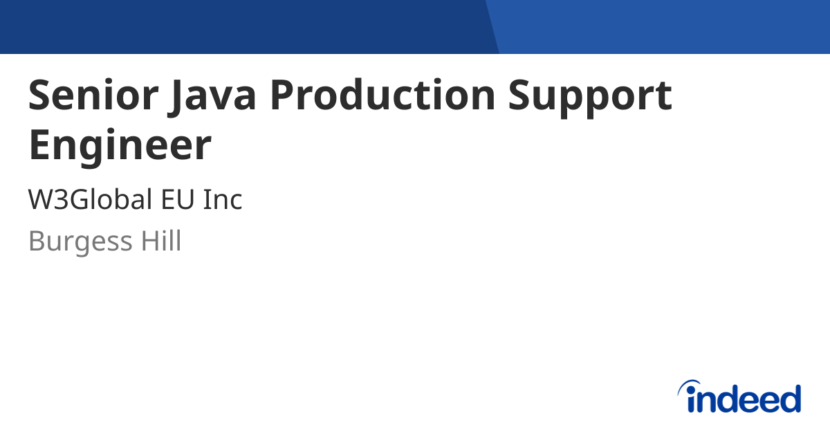 Senior Java Production Support Engineer - Burgess Hill - Indeed.com