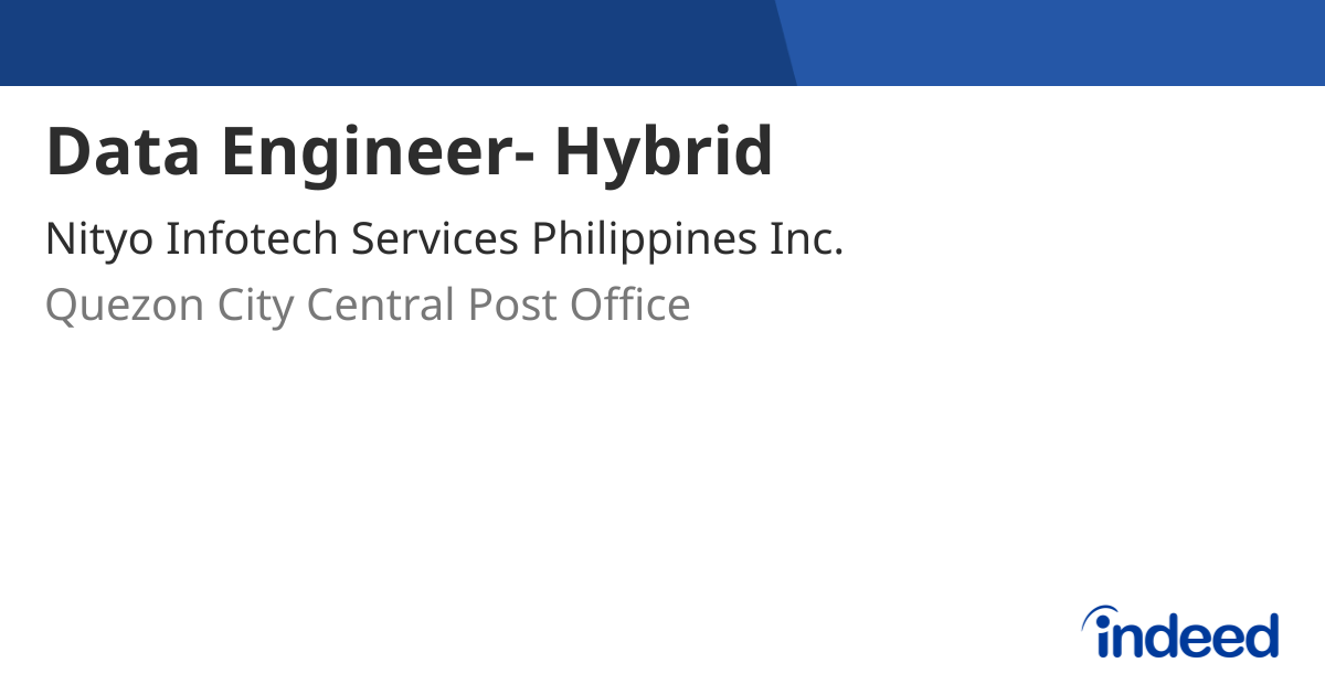 Data Engineer- Hybrid - Quezon City Central Post Office 1173 P00 ...
