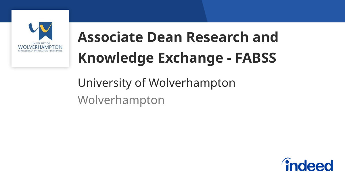 Associate Dean Research and Knowledge Exchange - FABSS - Wolverhampton ...
