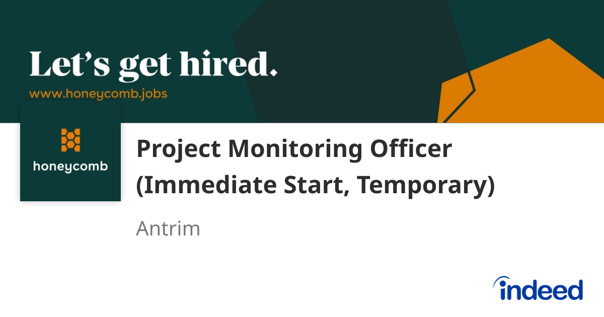 Project Monitoring Officer (Immediate Start, Temporary) - Antrim ...