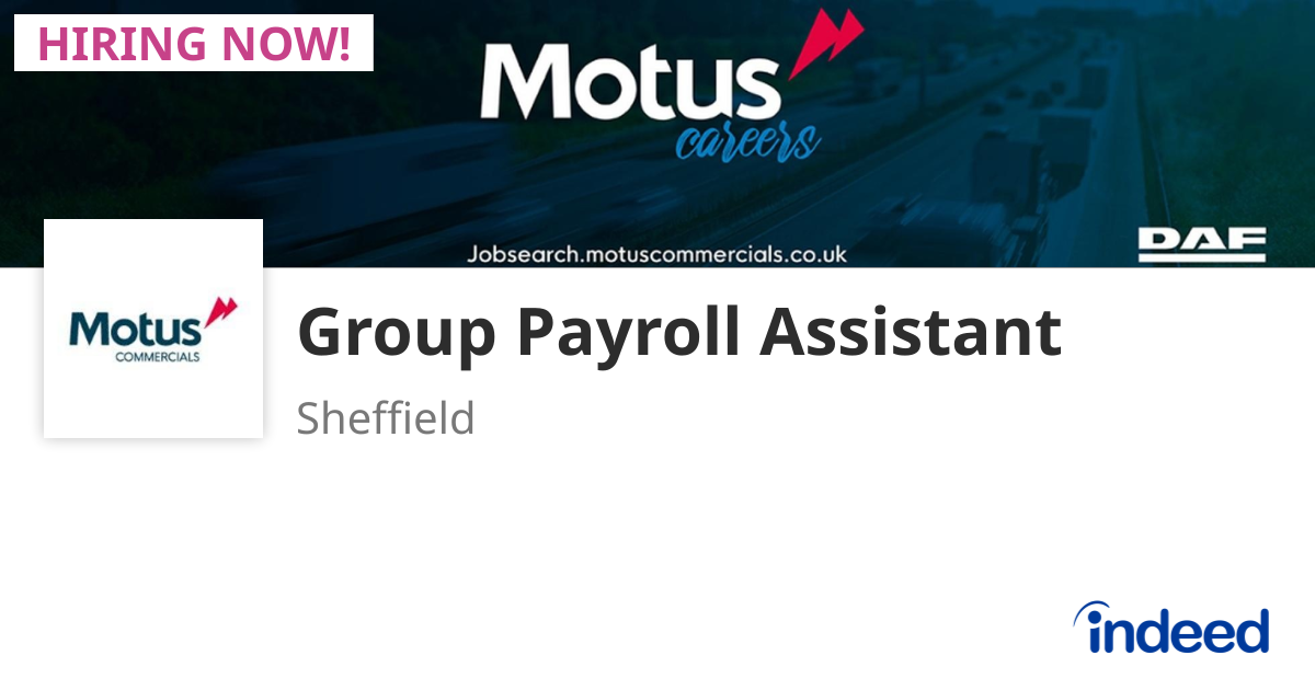 Group Payroll Assistant - Sheffield S9 4WA - Indeed.com