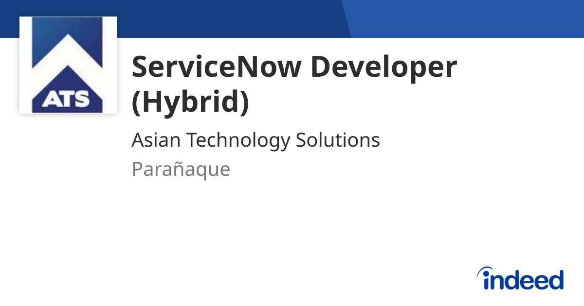 ServiceNow Developer (Hybrid) - Parañaque - Indeed.com