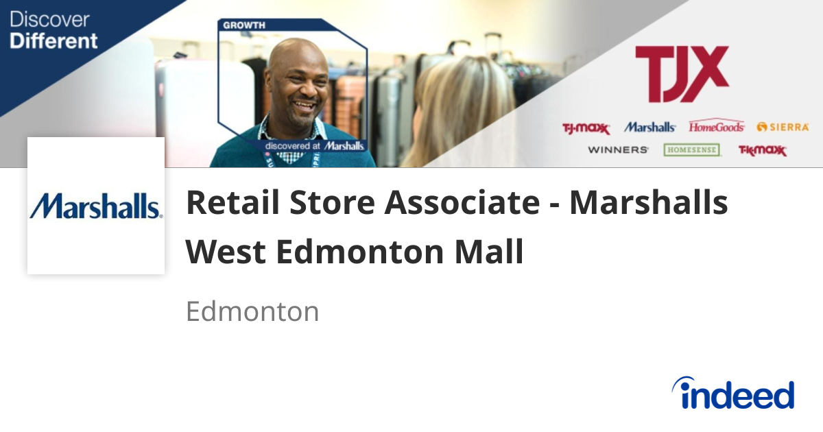 Retail Store Associate - Marshalls West Edmonton Mall - Edmonton, AB ...