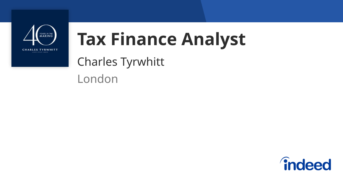 Tax Finance Analyst - London - Indeed.com