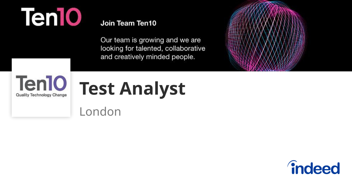 Test Analyst - London SE1 1TU - Indeed.com