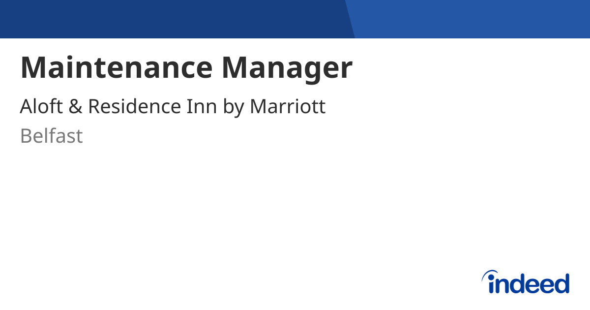 Maintenance Manager - Belfast - Indeed.com