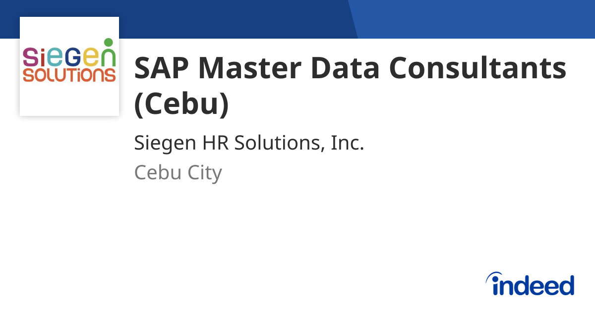 SAP Master Data Consultants (Cebu) - Cebu City - Indeed.com