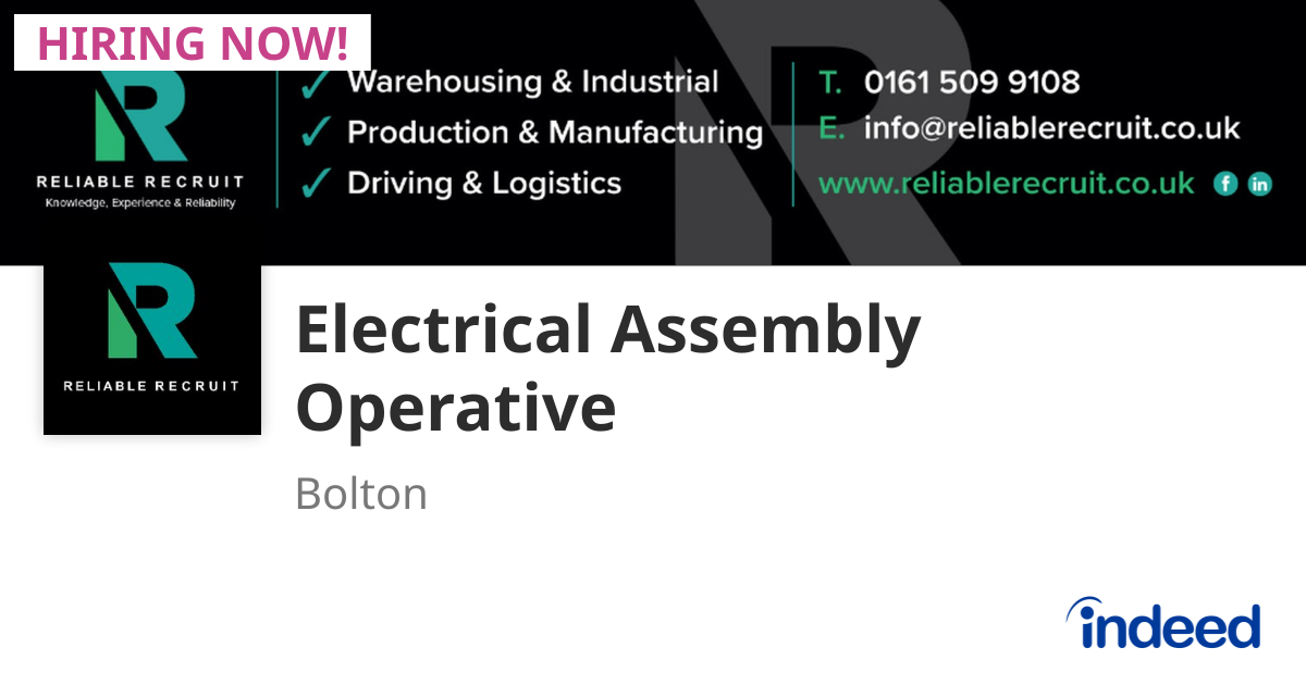 Electrical Assembly Operative - Bolton BL2 - Indeed.com