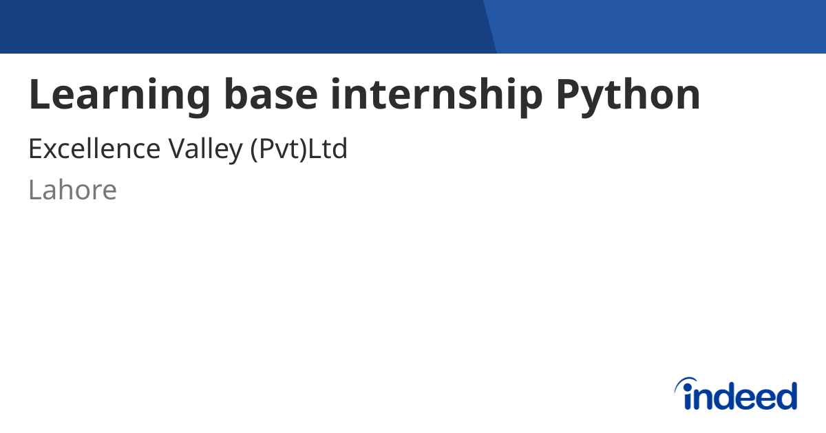 Learning base internship Python - Lahore - Indeed.com