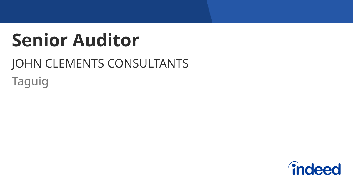 Senior Auditor - Taguig - Indeed.com