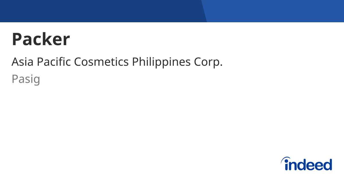 Packer - Pasig - Indeed.com