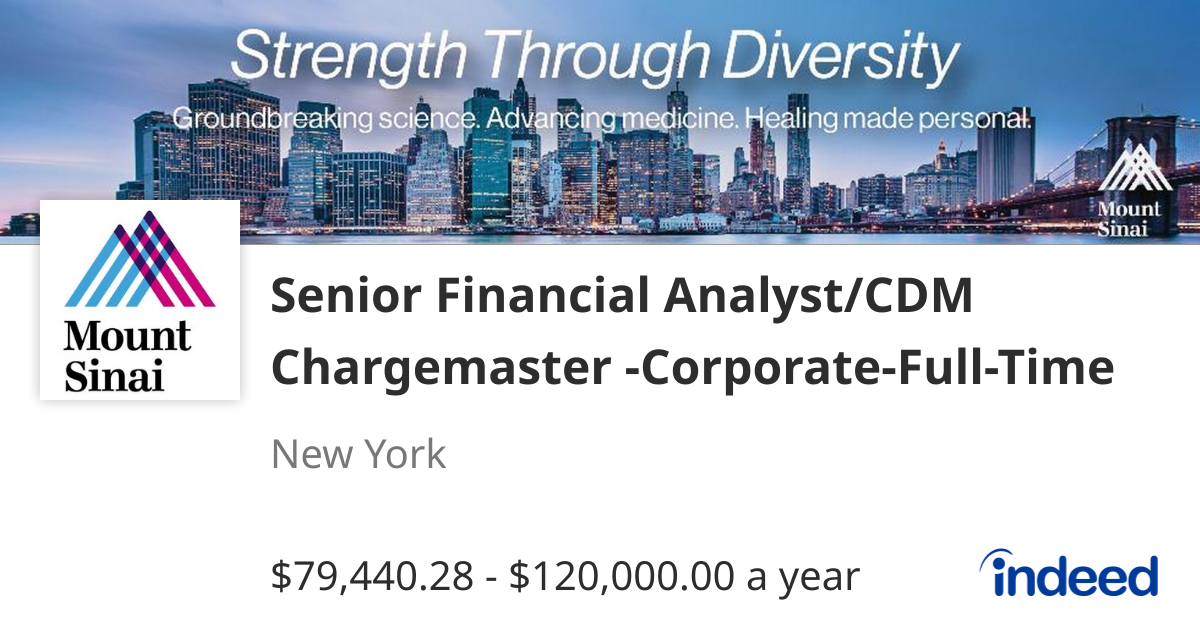 Senior Financial Analyst/CDM Chargemaster -Corporate-Full-Time Days (REMOTE) - New York, NY ...