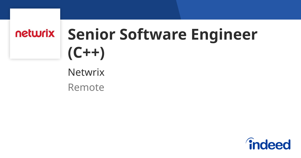 Senior Software Engineer (C++) - Remote - Indeed.com
