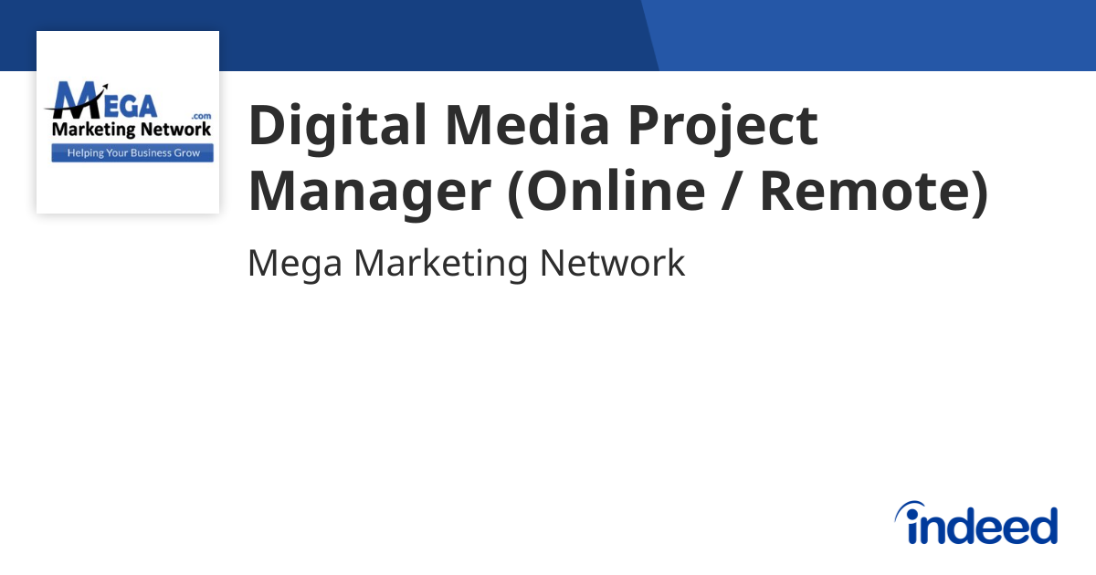 Digital Media Project Manager (Online / Remote) - Pakistan - Indeed.com