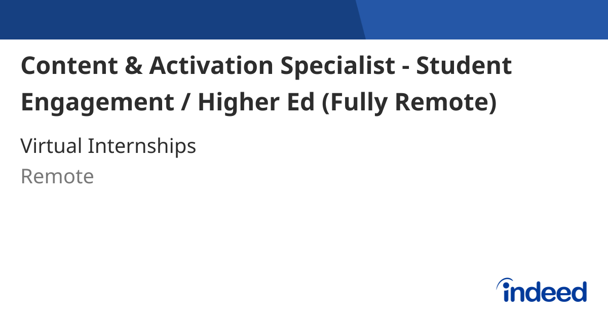 Content & Activation Specialist - Student Engagement / Higher Ed (Fully ...