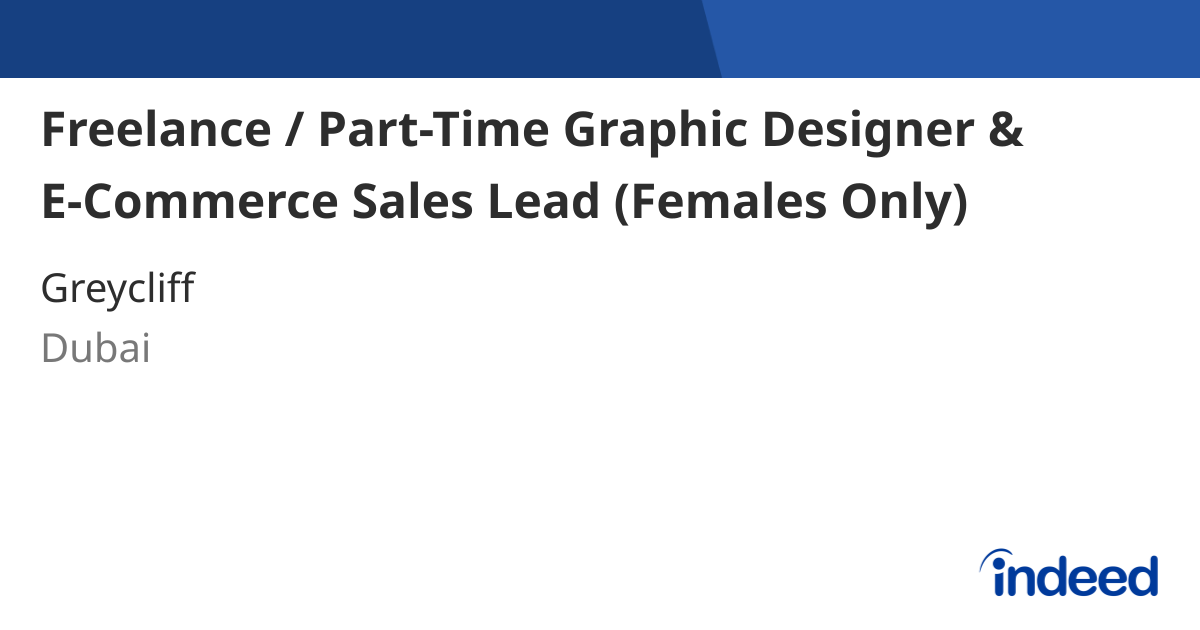 Freelance / Part-Time Graphic Designer & E-Commerce Sales Lead (Females ...