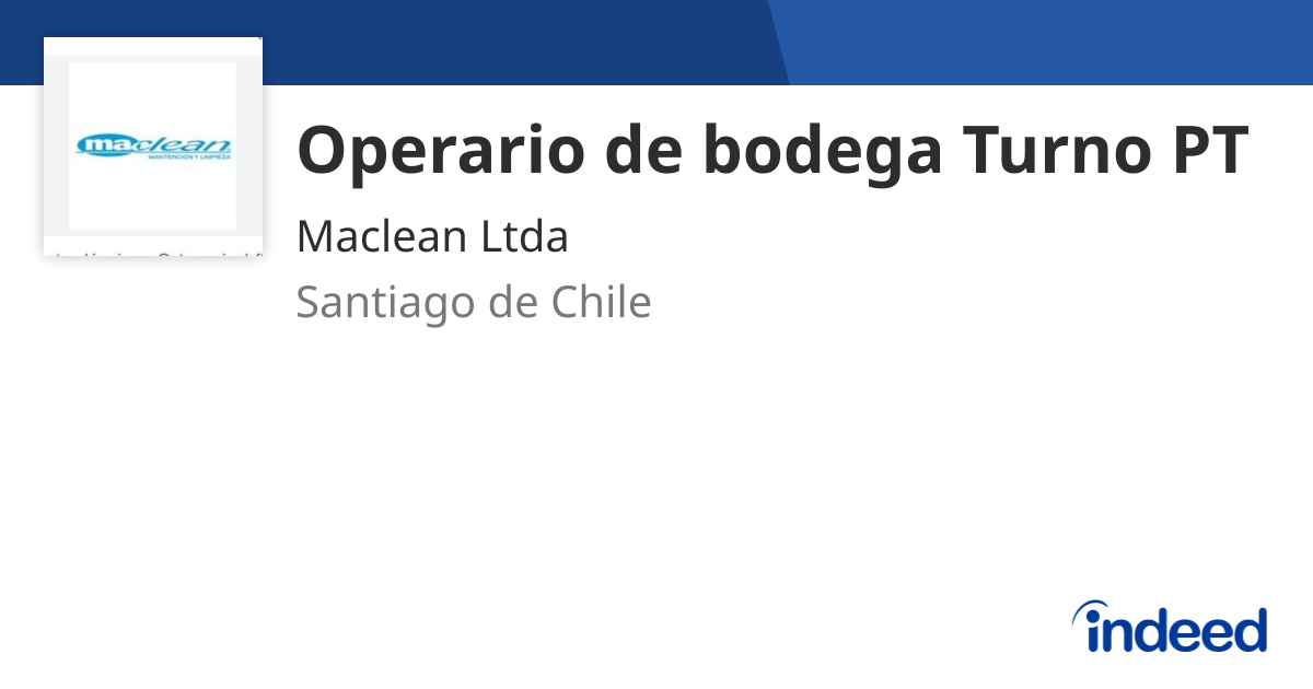 Operario de bodega Turno PT - Santiago de Chile, Región Metropolitana ...