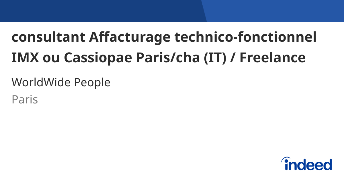 consultant Affacturage technico-fonctionnel IMX ou Cassiopae Paris/cha ...