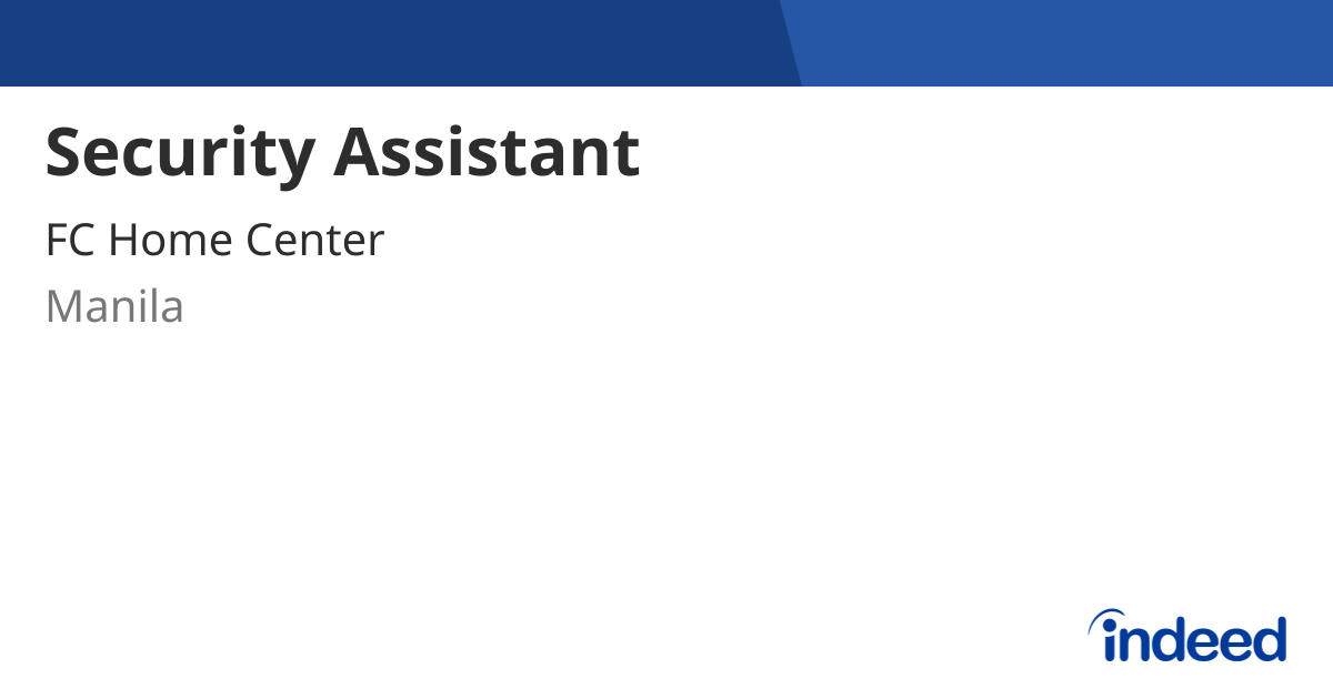 Security Assistant - Manila - Indeed.com