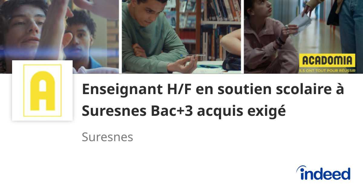Enseignant H/F en soutien scolaire à Suresnes - Bac+3 acquis exigé ...