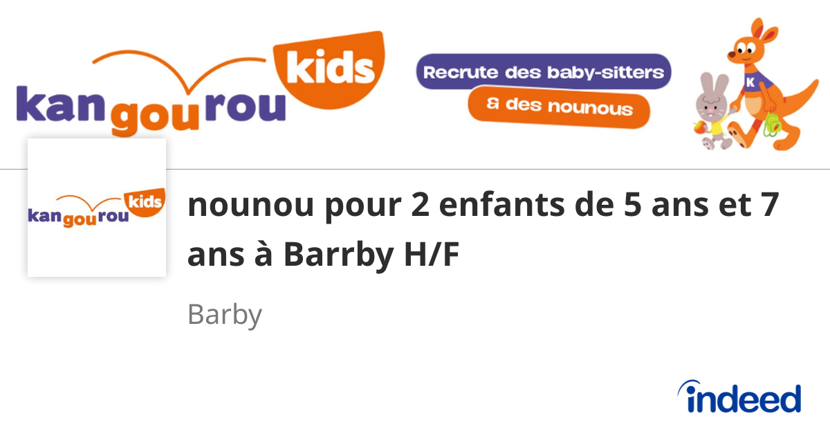 nounou pour 2 enfants de 5 ans et 7 ans à Barrby H/F - 73230 Barby ...