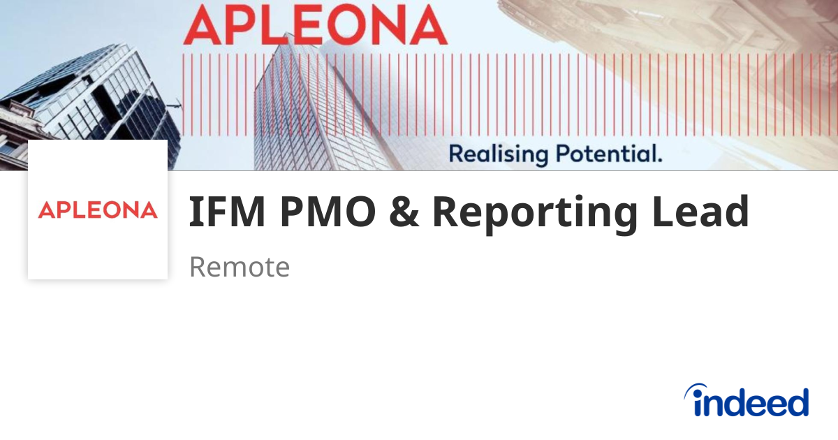 IFM PMO & Reporting Lead - Remote - Indeed.com