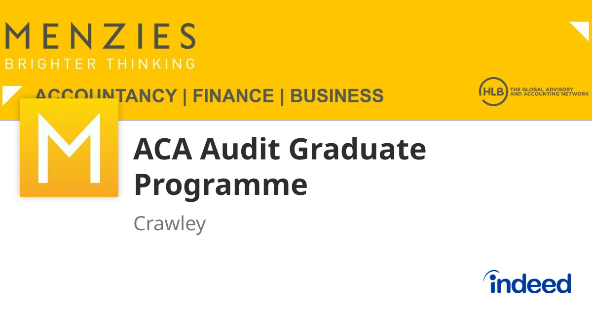 ACA Audit Graduate Programme - Crawley RH10 - Indeed.com