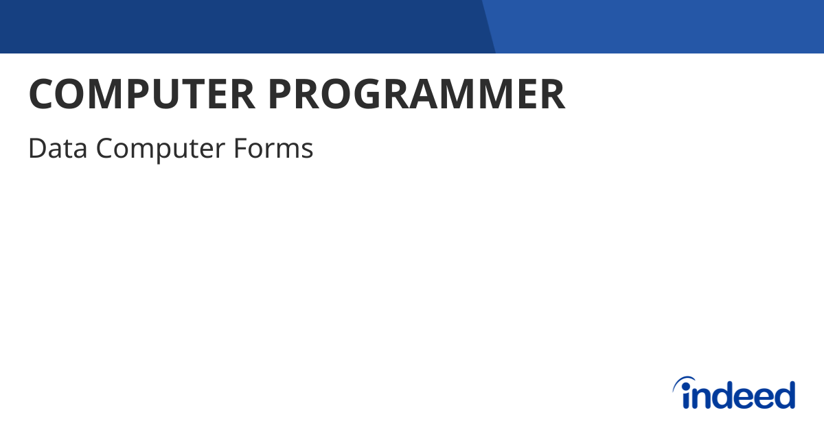 COMPUTER PROGRAMMER - National Capital Region - Indeed.com