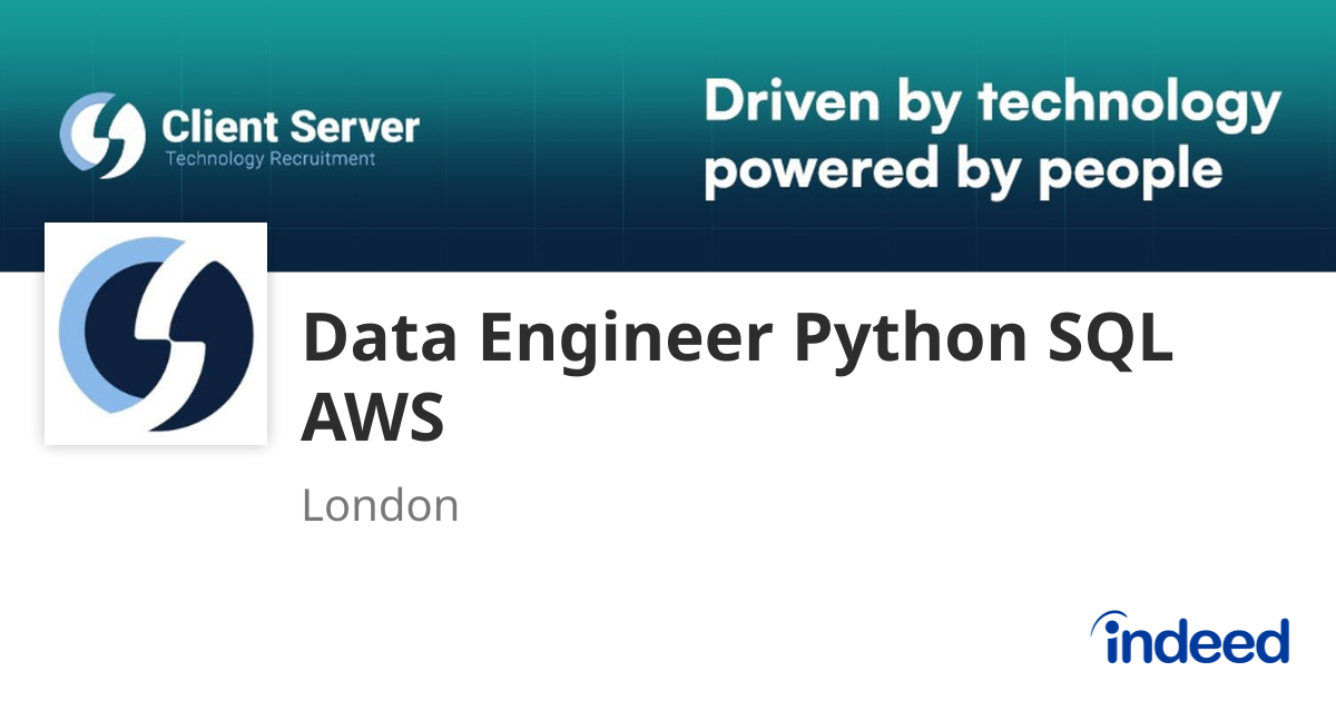 Data Engineer Python SQL AWS - London TW9 1SE - Indeed.com