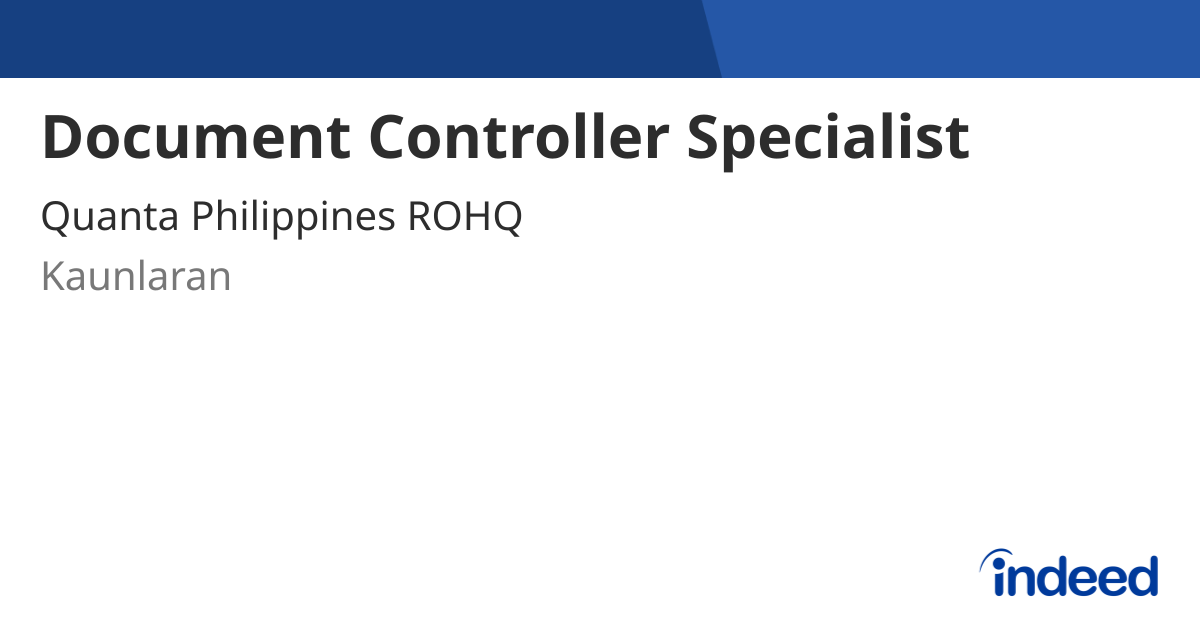 Document Controller Specialist - Kaunlaran 1111 P00 - Indeed.com
