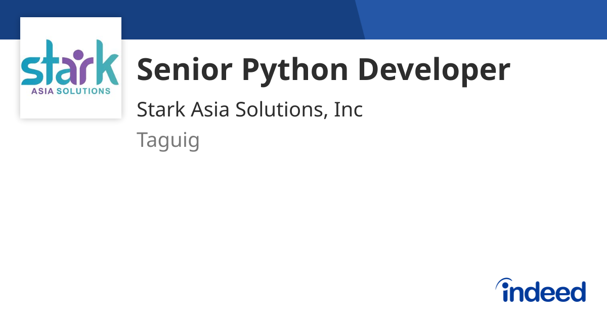 Senior Python Developer - Taguig - Indeed.com