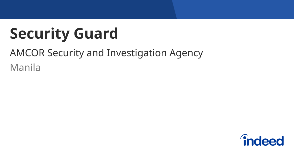 Security Guard - Manila - Indeed.com