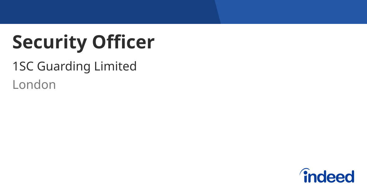 Security Officer - London W1G 7HW - Indeed.com